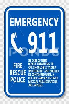 Emergency Call 911 Sign on transparent background Illustration #103899792