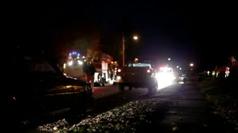 Emergency crews at night time Accident S... | Stock Video | Pond5