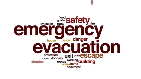 Emergency evacuation animated word cloud... | Stock Video | Pond5