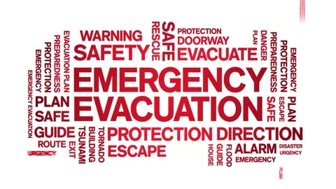 Emergency Evacuation animated word cloud... | Stock Video | Pond5