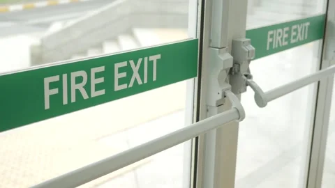 emergency exit door inside of a building | Stock Video | Pond5