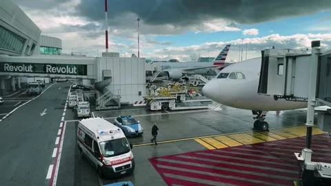 Emergency response at airport as airplan... | Stock Video | Pond5