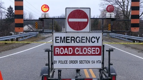 Emergency road closed sign | Stock Video | Pond5