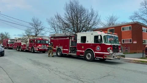 Emergency Services Scene, Fire Trucks on... | Stock Video | Pond5
