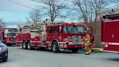 Emergency Services Scene, Fire Trucks on... | Stock Video | Pond5