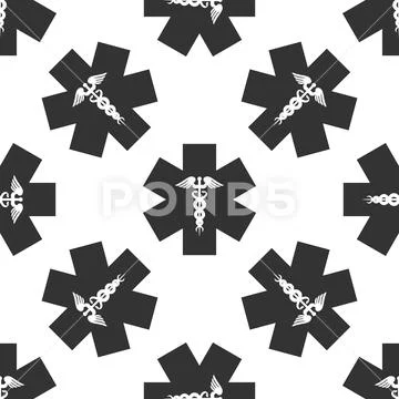 Emergency star - medical symbol Caduceus snake with stick icon seamless ...