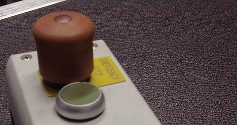 Emergency Stop. An engineer pressing eme... | Stock Video | Pond5