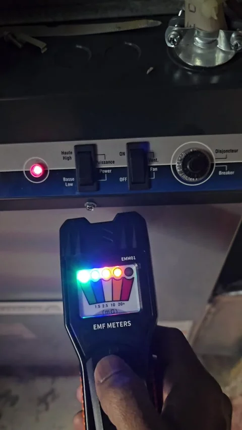 EMF meter measuring em fields around ele... | Stock Video | Pond5