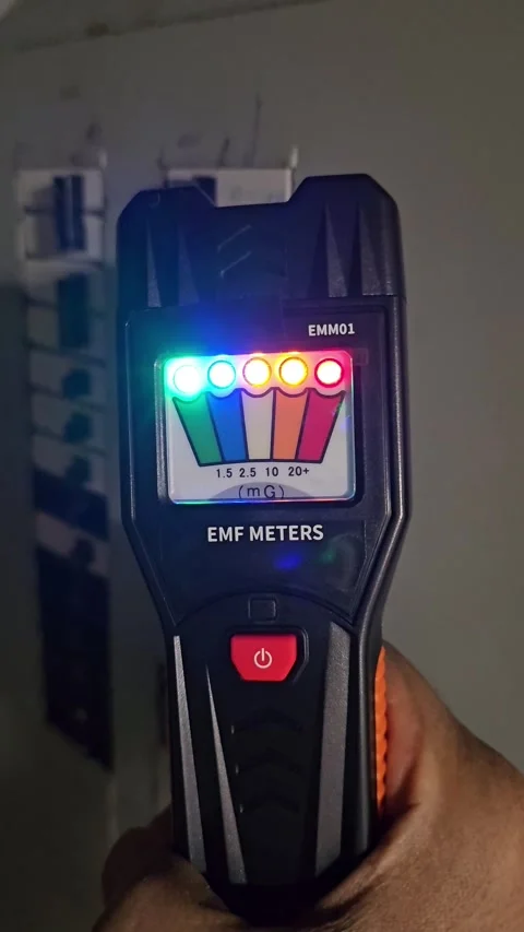 EMF meter measuring em fields around ele... | Stock Video | Pond5