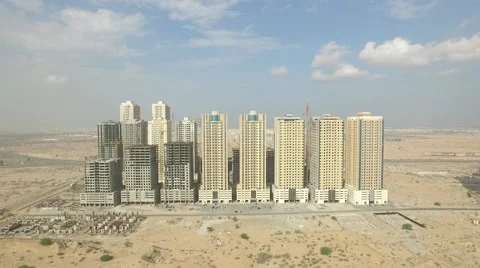 Emirates city towers. Cityscape of Ajman... | Stock Video | Pond5