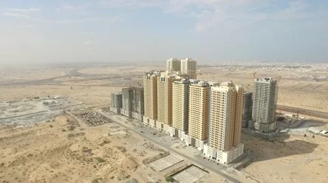 Emirates city towers. Cityscape of Ajman... | Stock Video | Pond5