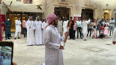 Emirati Men performing the Yowla - tradi... | Stock Video | Pond5