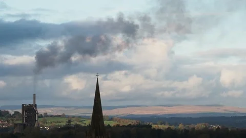 Emissions from Clitheroe cement works in... | Stock Video | Pond5