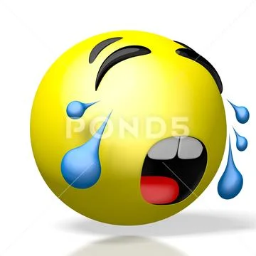 Emoji/ emoticon - crying/ tears - 3D rendering ~ Clip Art #119394023