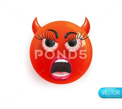 Emoji face screaming in rage. Emotion Realistic 3d Render. Icon Smile ...