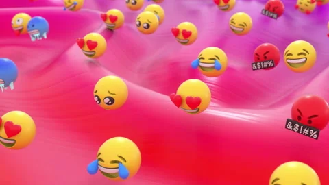 Emoji Flowing above gradient shape Backg... | Stock Video | Pond5