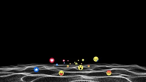 Emoji icons flying over waves on black b... | Stock Video | Pond5