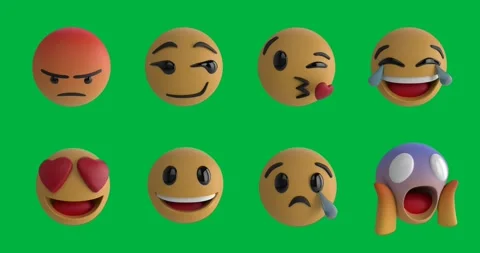 Emojis on green screen | Stock Video | Pond5