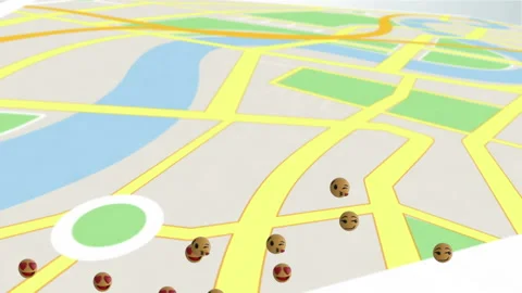 Emojis moving against map with direction... | Stock Video | Pond5