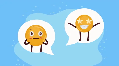 emojis in speech bubbles comic character... | Stock Video | Pond5
