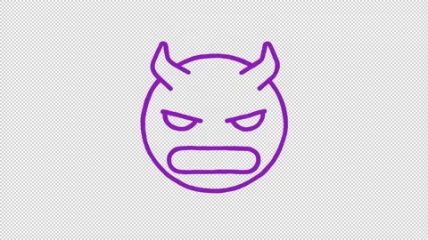 Emoticon with horns evil. Animated doodl... | Stock Video | Pond5