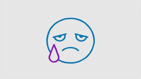 Emoticon sad to tears. Animated doodle e... | Stock Video | Pond5
