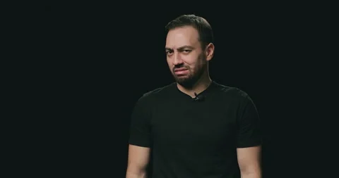 Emotion of disgust. Disgusted man expres... | Stock Video | Pond5