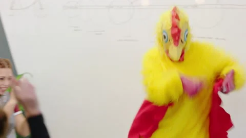 Employee in chicken suit, dancing funny ... | Stock Video | Pond5