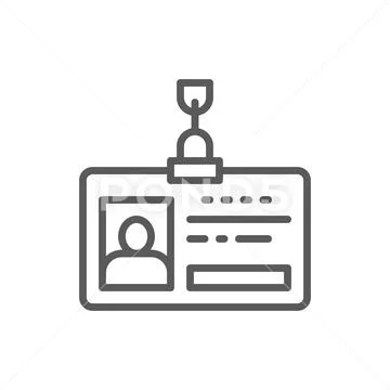 Employee pass, id card, identity profile line icon. ~ Clip Art #107452539