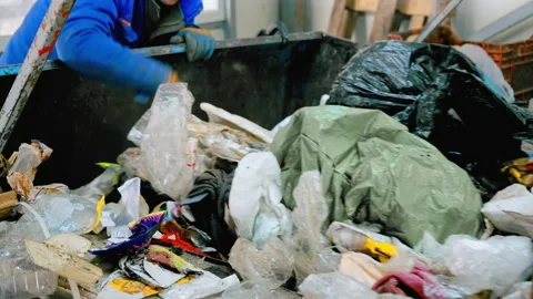 Employee working with garbage moving on ... | Stock Video | Pond5