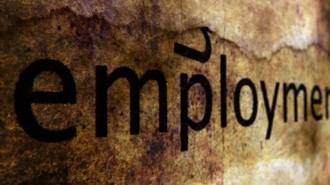 Employment text on grunge background | Stock Video | Pond5