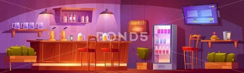 Empty bar interior cartoon vector illustration: Royalty Free #202297598