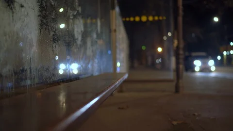 Empty bus stop shelter with frozen glass... | Stock Video | Pond5