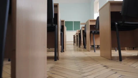 Empty Classroom From The Aisle Between D... | Stock Video | Pond5