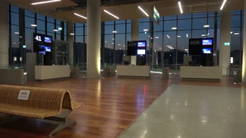 Empty concourse in the night airport | Stock Video | Pond5