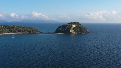 Empty Fort de Bregancon sunset aerial vi... | Stock Video | Pond5