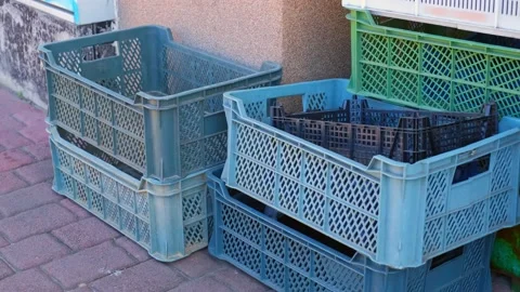 Empty Fruits and Vegetables Plastic Crat... | Stock Video | Pond5