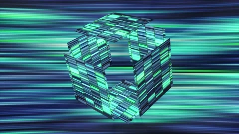 Empty glowing cube in cyberspace. Motion... | Stock Video | Pond5