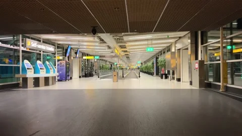 an empty hall at the airport in Amsterda... | Stock Video | Pond5