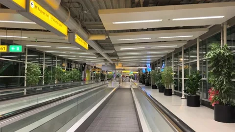 an empty hall at the airport in Amsterda... | Stock Video | Pond5