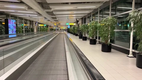 an empty hall at the airport in Amsterda... | Stock Video | Pond5