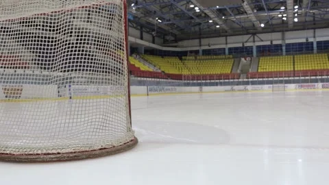 empty hockey goal in ice palace arena si... | Stock Video | Pond5