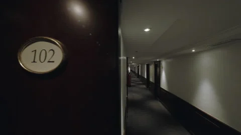 Empty hotel hall and room number sign | Stock Video | Pond5