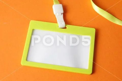 Empty ID card isolated on orange background. Stock Image #120165691