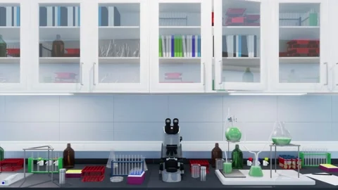 Empty medical science lab with modern la... | Stock Video | Pond5