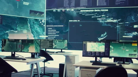Empty military control room headquarters... | Stock Video | Pond5