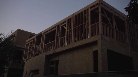 An empty nearly built house construction... | Stock Video | Pond5