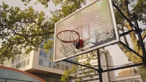 Empty outdoor basketball hoop, rim and n... | Stock Video | Pond5