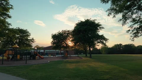Empty playground at sunset, background l... | Stock Video | Pond5