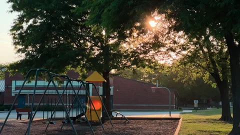 Empty playground at sunset, background l... | Stock Video | Pond5